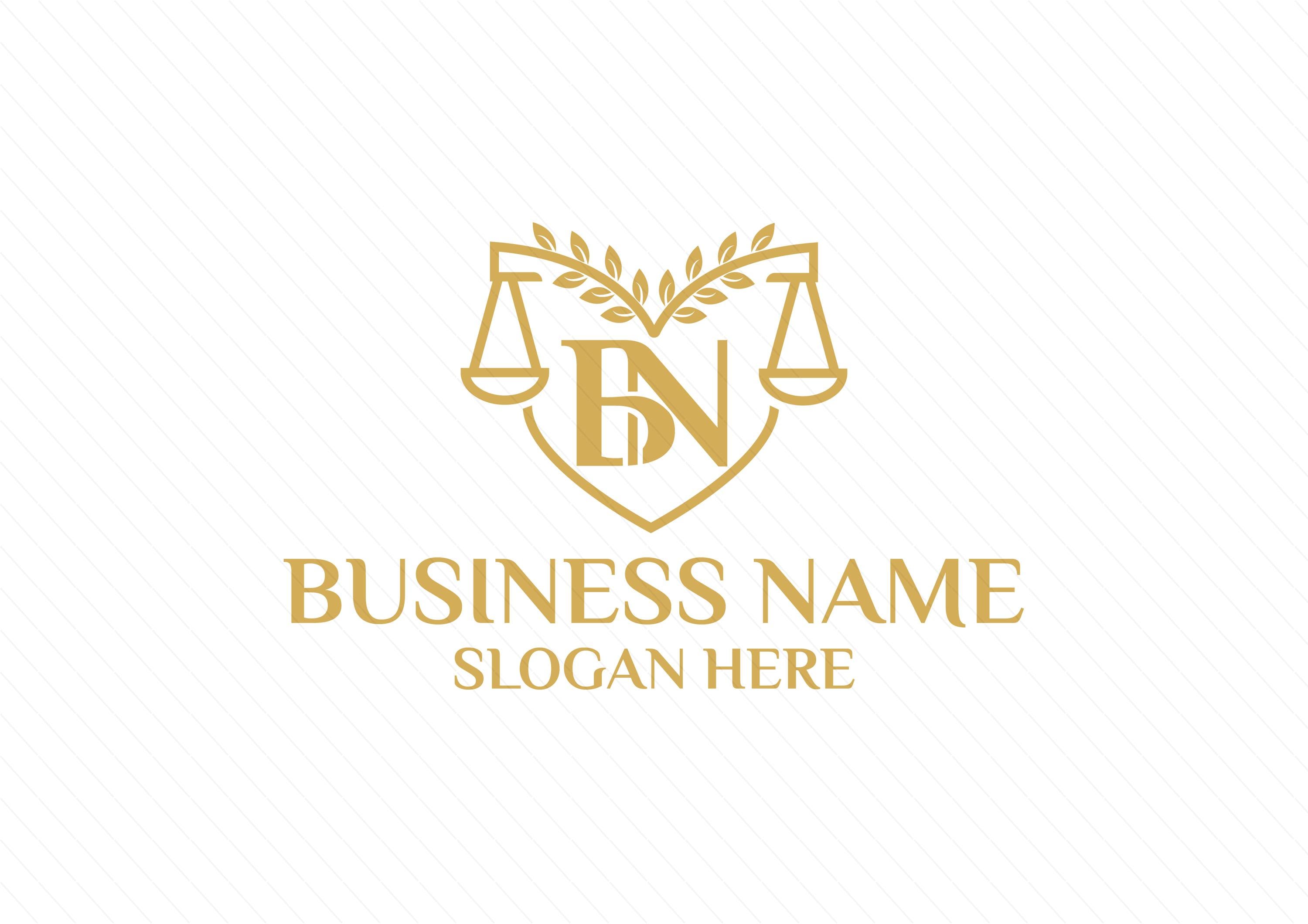 Professional Law Firm Logo Custom Initials Justice Scale Laurel Design ...