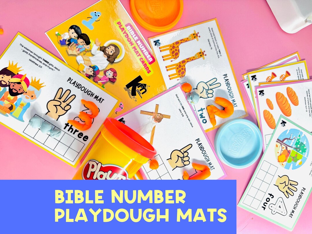 Biblical Numbers Playdough Mats, Preschool Playdough Mats Printables ...