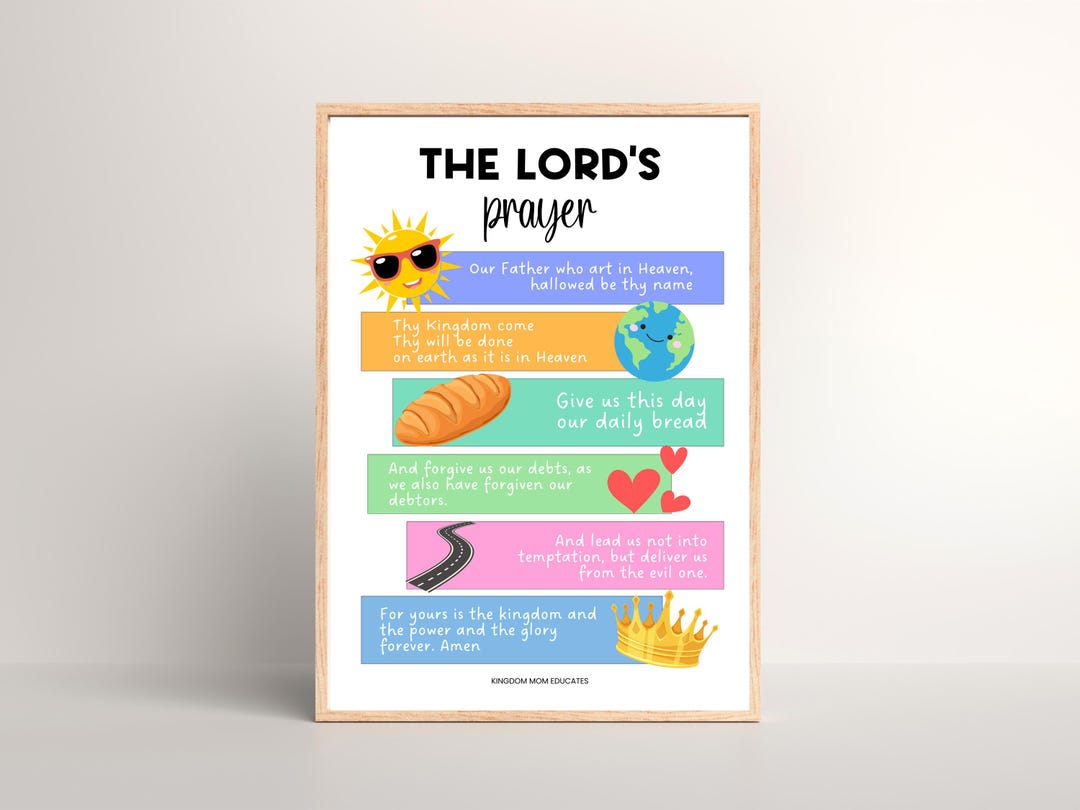 The Lord's Prayer Kids Poster, Wall Art, Sunday School Poster ...