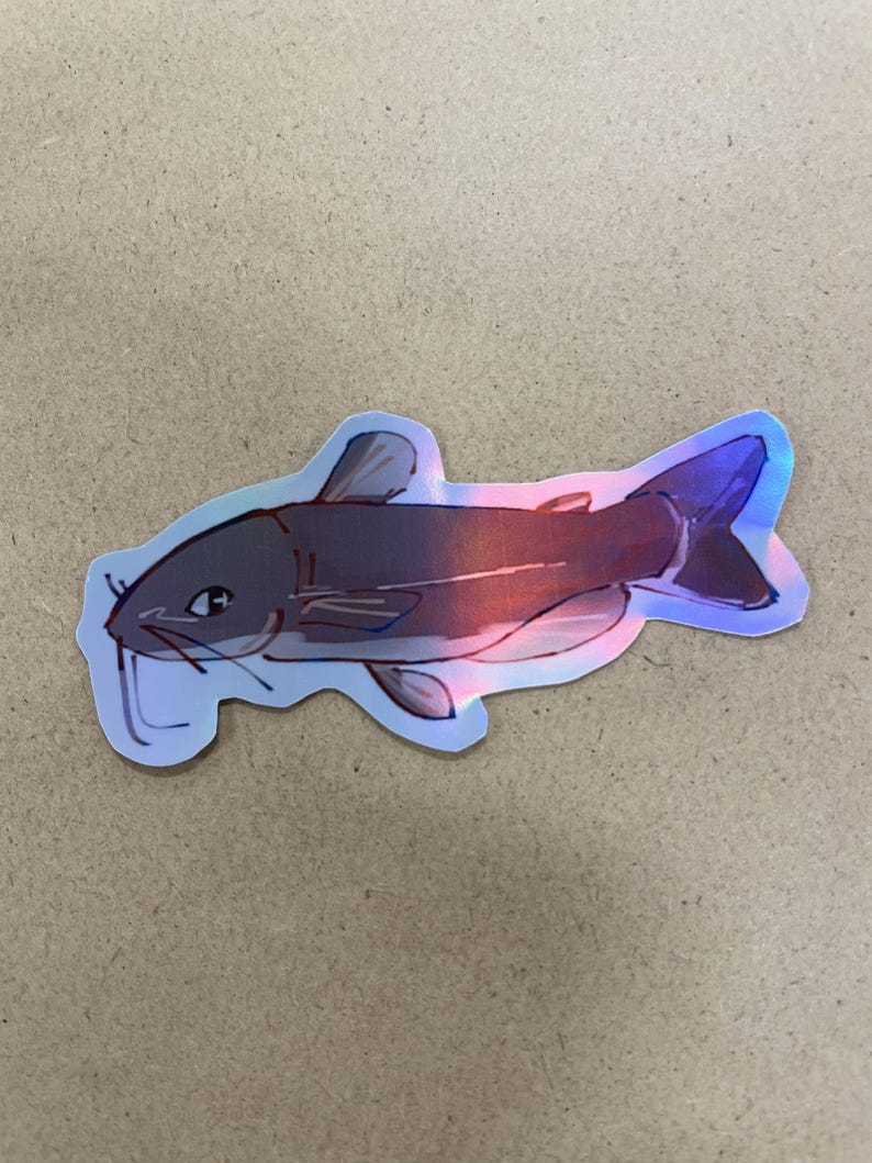 Holographic Catfish Sticker - Etsy