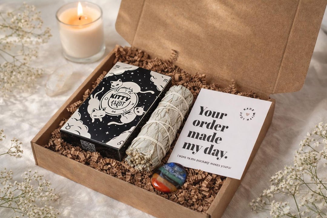 Spiritual Gift Box With Tarot Cards, Sage & Chakra Stone | Crystal ...