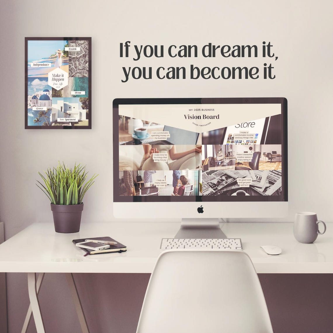 Canva Vision Board Template Kit - 25 Dream Board Goal Setting Template ...