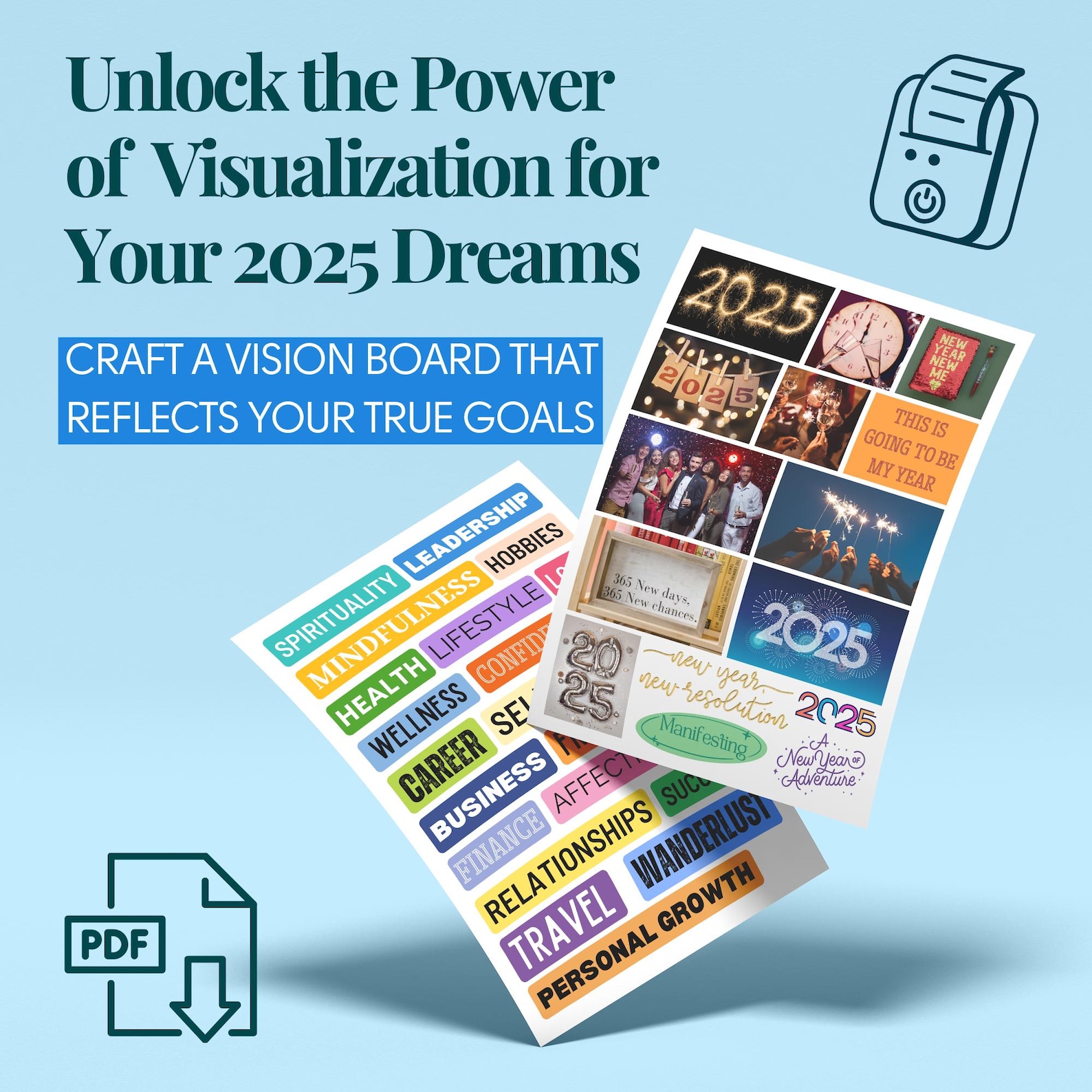 2025 Vision Board Printables – 600+ Manifestation Pictures (A4 Instant ...