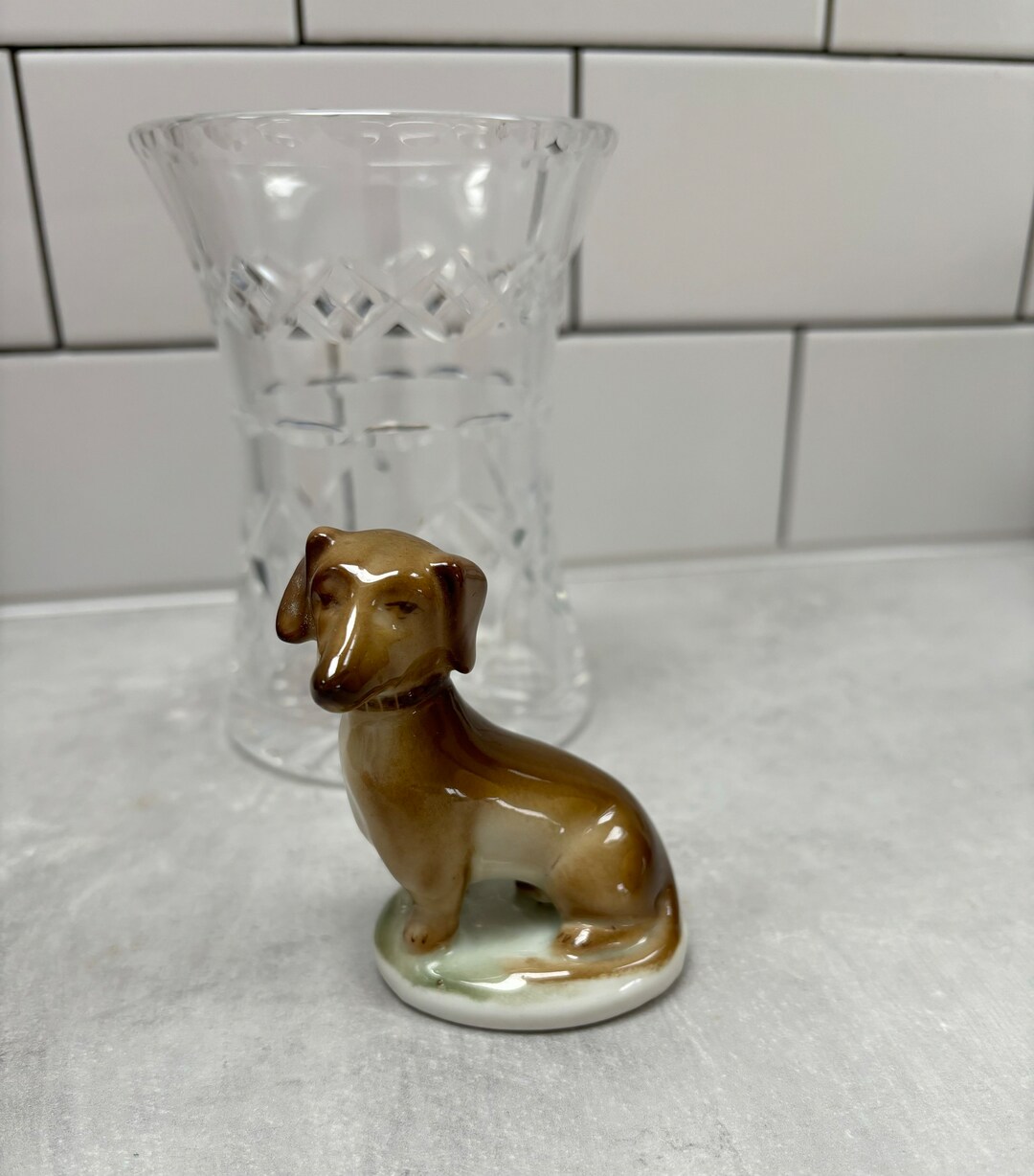 Dacshund Sausage Dog Miniature Figurine Ornament Zsolnay Pecs Hungary ...