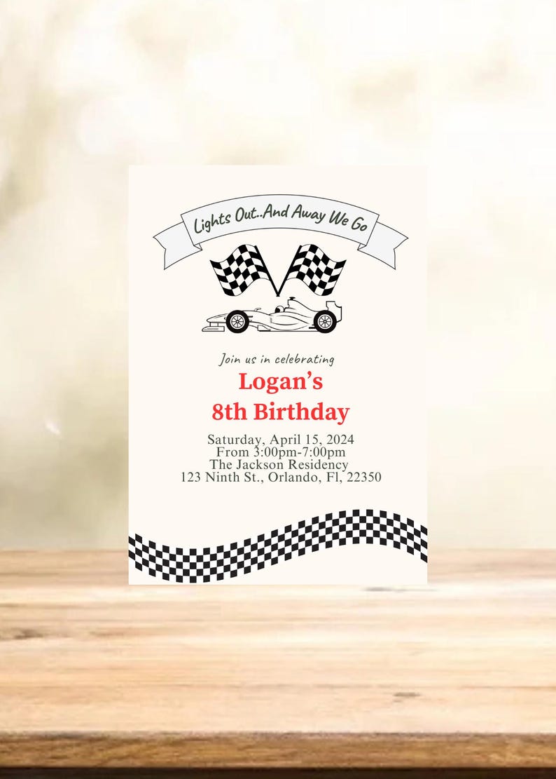 F1 Birthday Invitation Templet for the Minimalist - Etsy