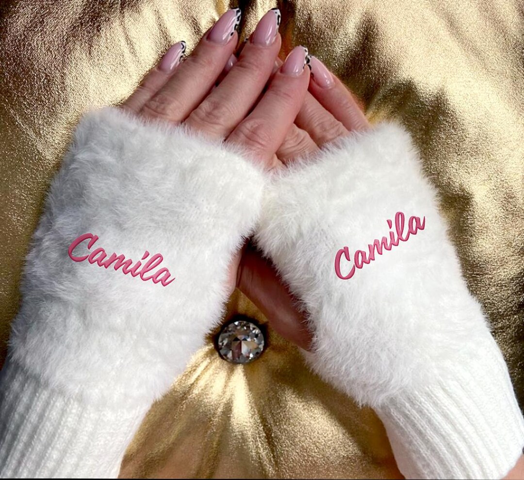 Custom Fingerless Gloves for Women Plush, Warm,personalized With Name ...