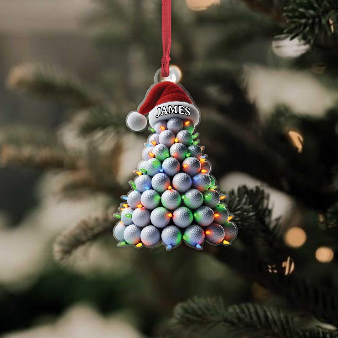 Personalized Golf Ball Christmas Tree FLAT 2D Ornament Custom Name ...