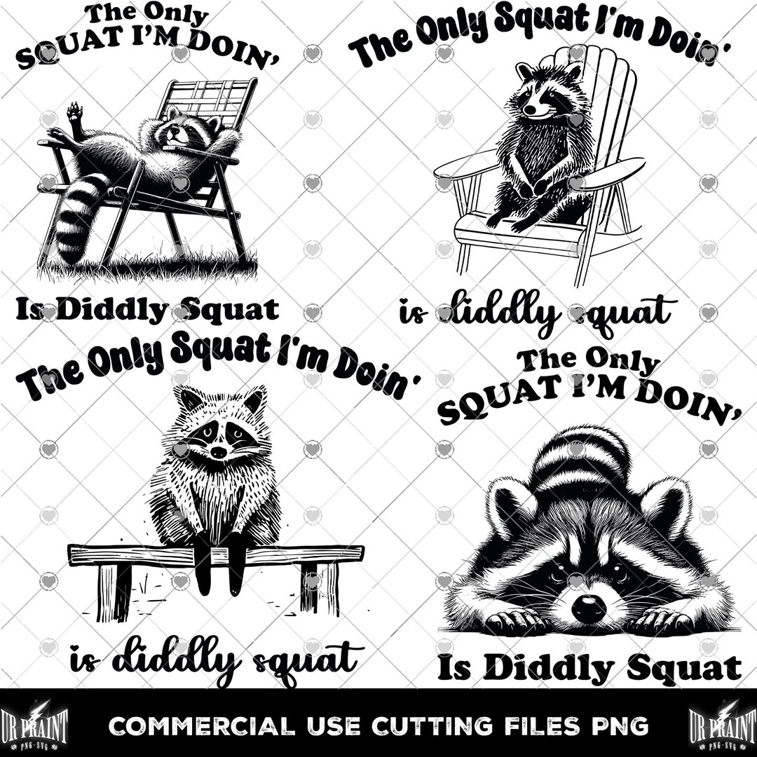 The Only Squat I'm Doin' is Diddly Squat PNG, Funny Raccoon Meme, Funny ...