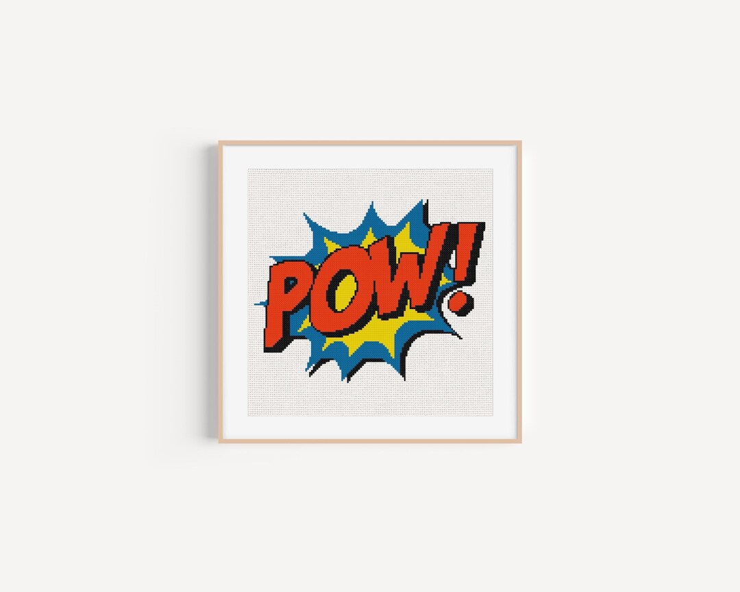 Pop Art Pow Cross Stitch Pattern – Retro Comic Style, Modern Embroidery ...