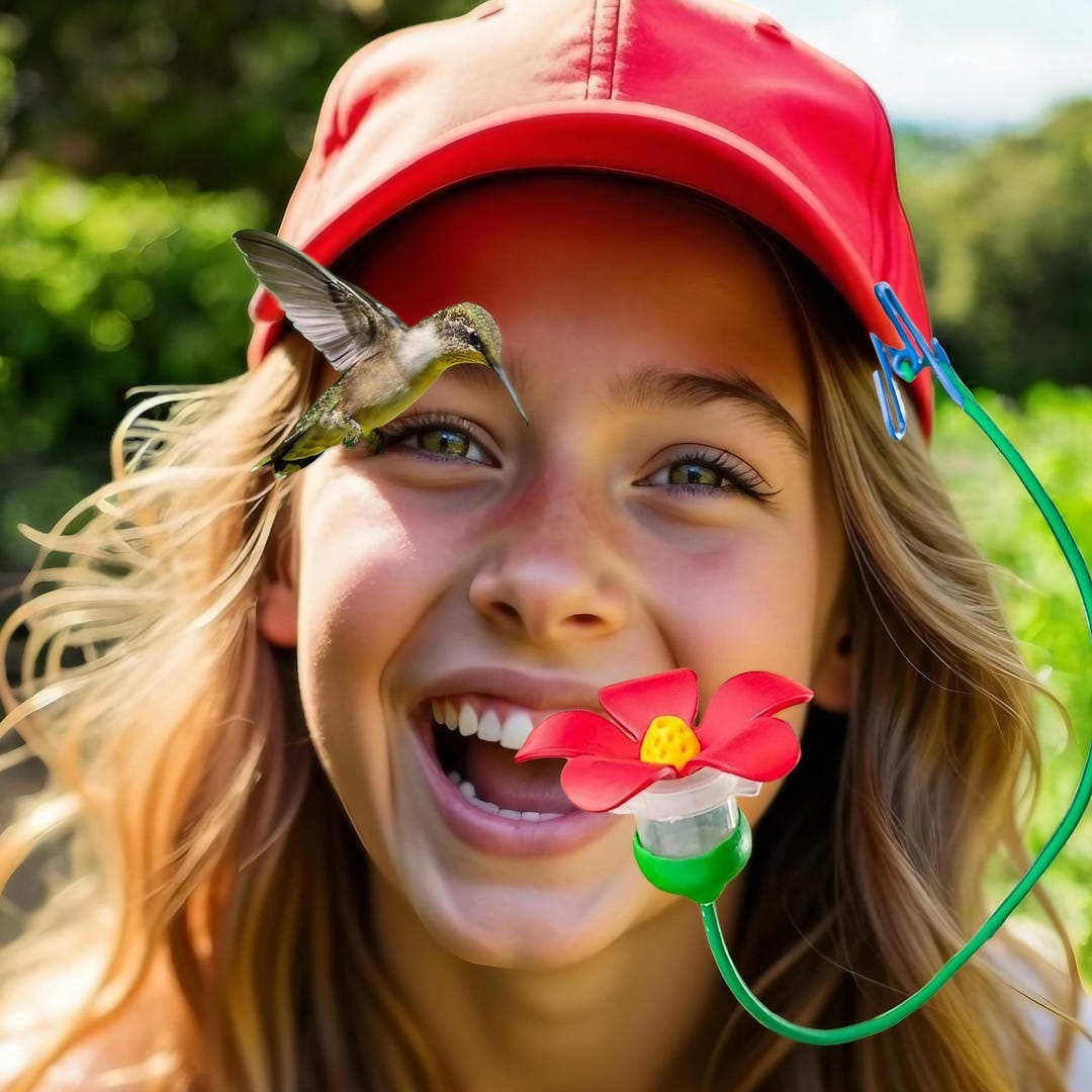 Hat Clip Hummingbird Feeder - Flower Hat Clip Design, Perfect for ...