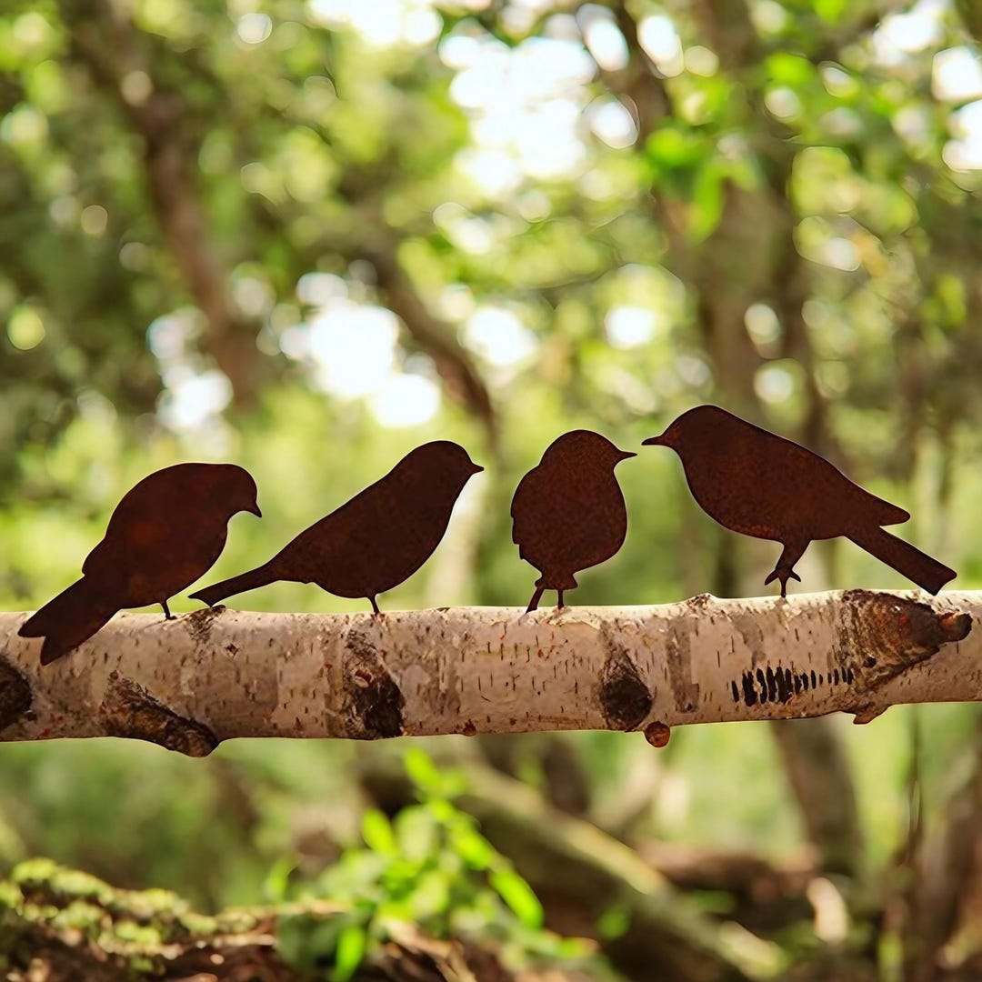 Rustic Metal Bird Silhouettes: Garden Yard Art - Set of 4 - Etsy