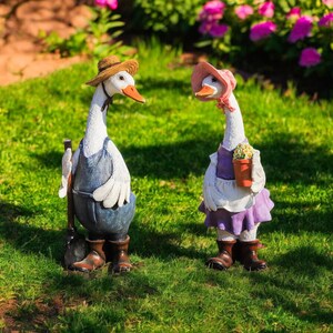Rustic Duck Garden Statues: Whimsical Outdoor Decor, Set of Two - Etsy