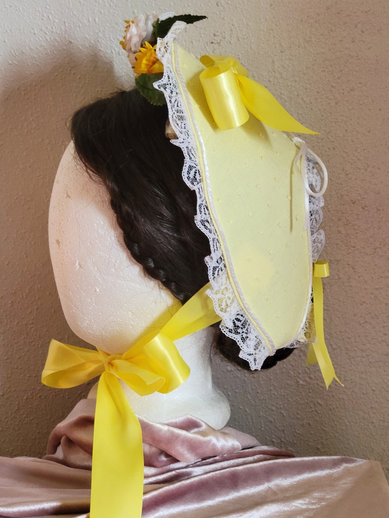 Reproduction Late Victorian Girl's Yellow Hat With Lace and Flowers - Etsy