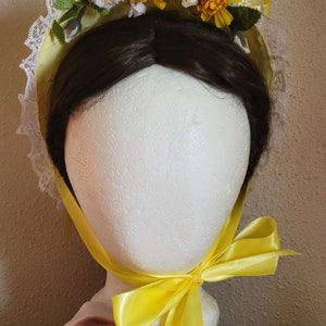 Reproduction Late Victorian Girl's Yellow Hat With Lace and Flowers - Etsy