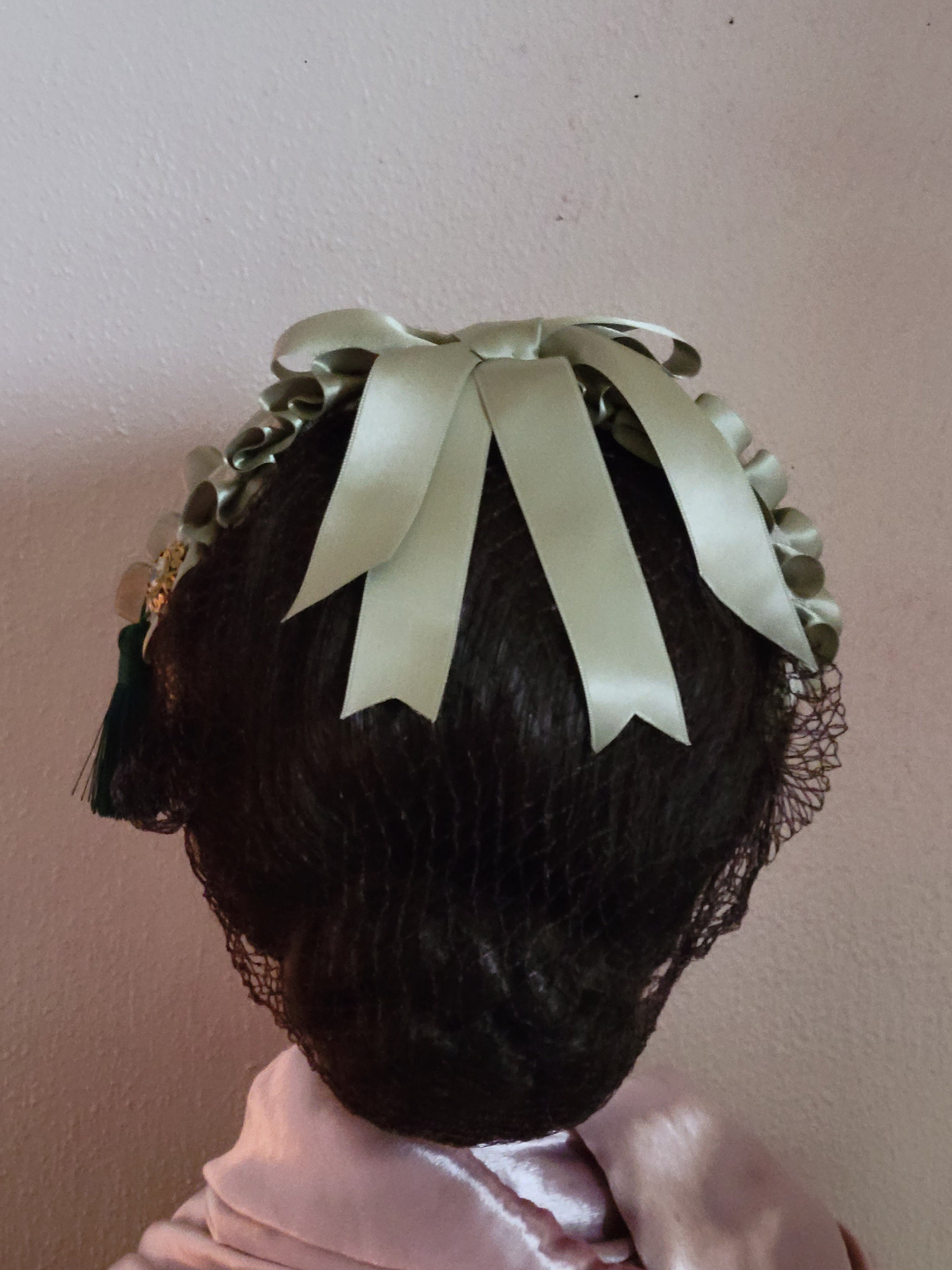 Reproduction Victorian Ribbon Net, Civil War, Green With Lace Ribbon - Etsy