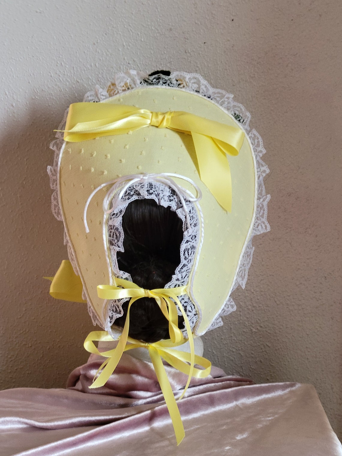 Reproduction Late Victorian Girl's Yellow Hat With Lace and Flowers - Etsy