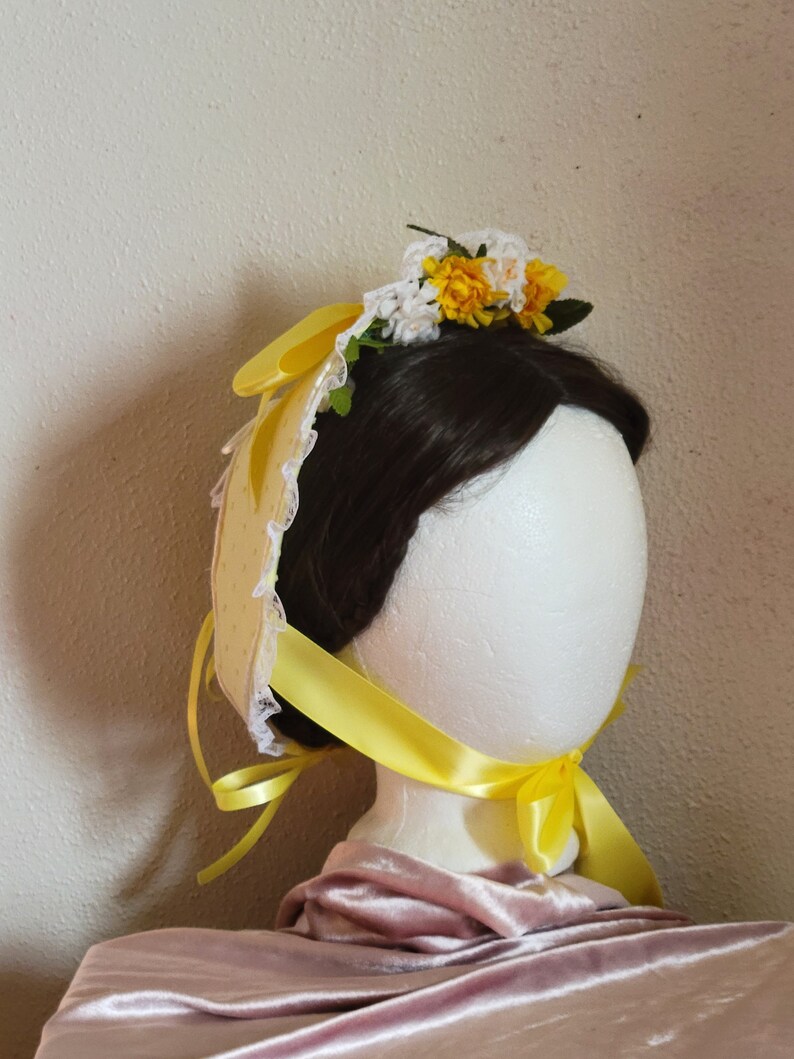 Reproduction Late Victorian Girl's Yellow Hat With Lace and Flowers - Etsy
