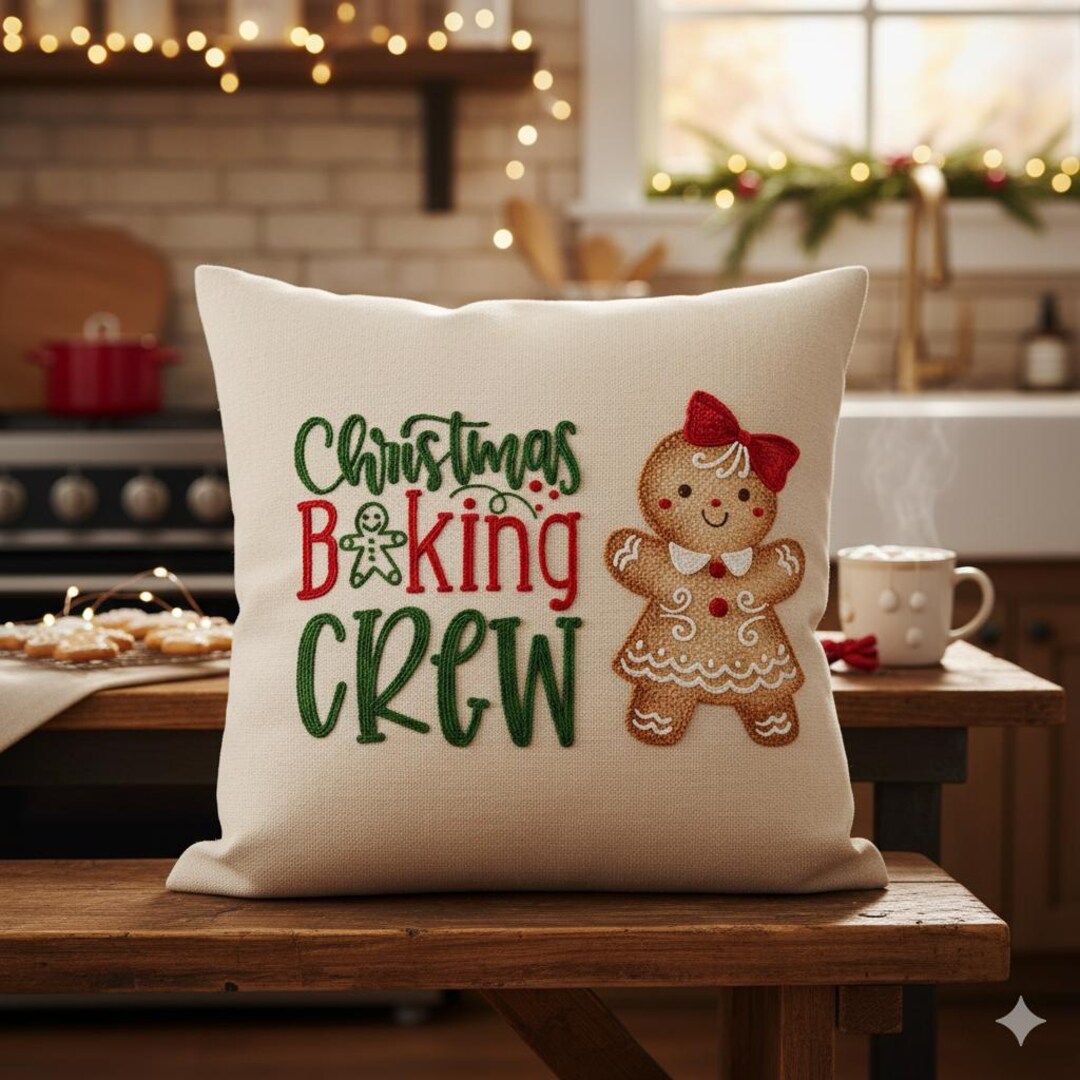 Christmas Baking Crew Punch Needle Pattern: Gingerbread Man Woman Motif ...