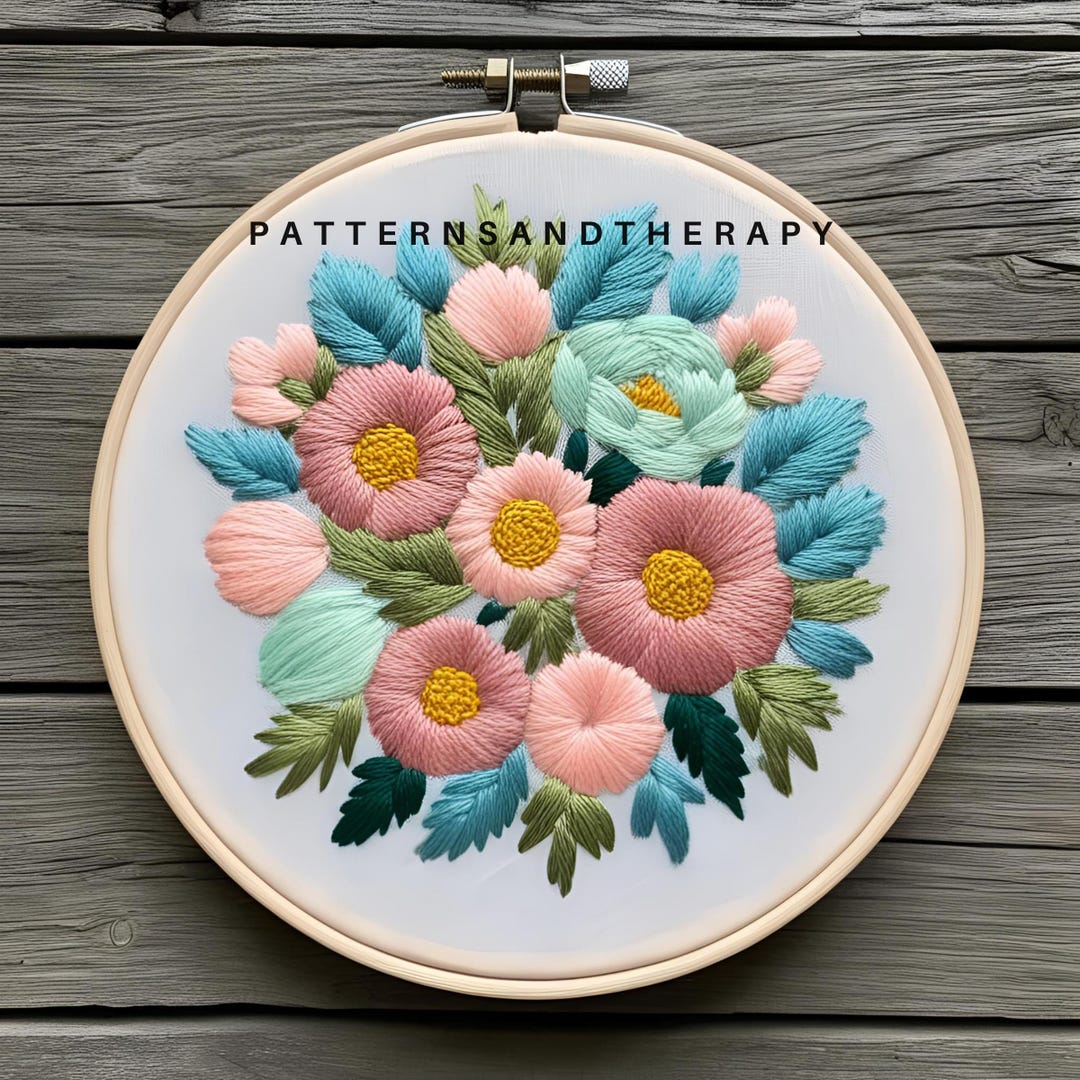 Printable Floral Embroidery Pattern Template, Stitch Guide (PDF) - Etsy