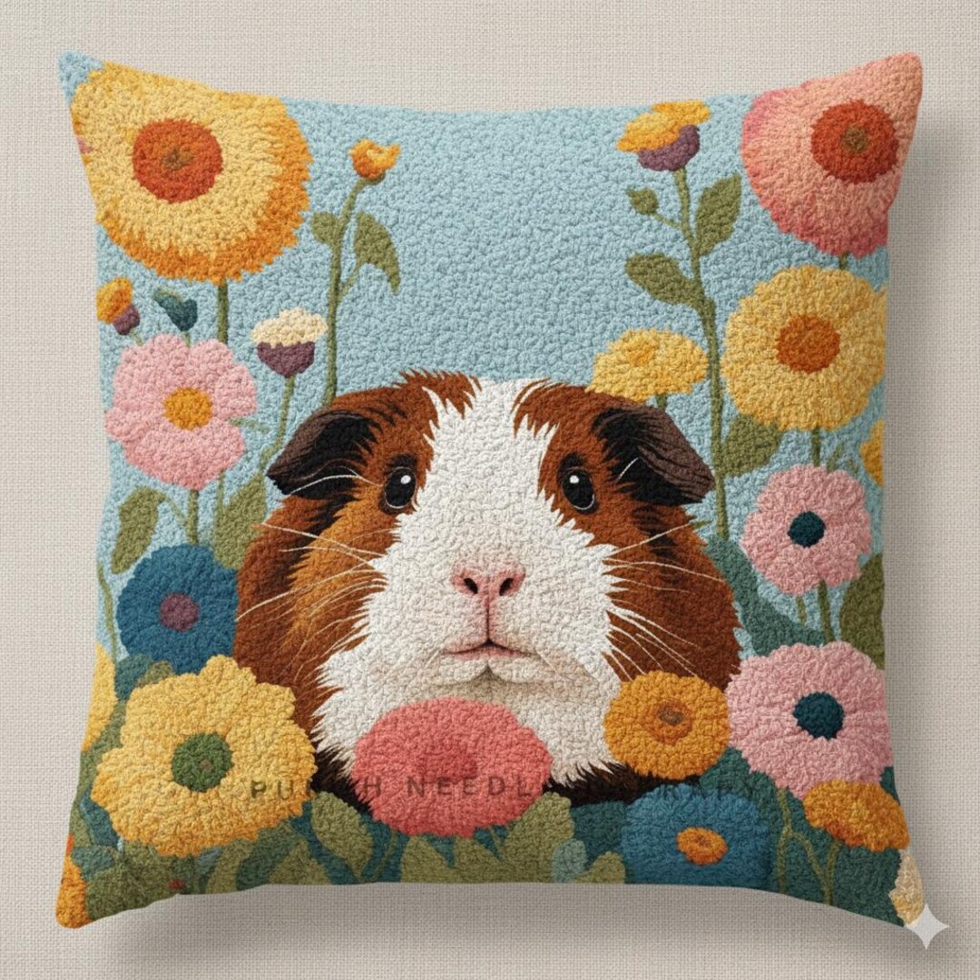 Guinea Pig Punch Needle Pattern Template, DIY Pillow Case, Hand Tufted ...