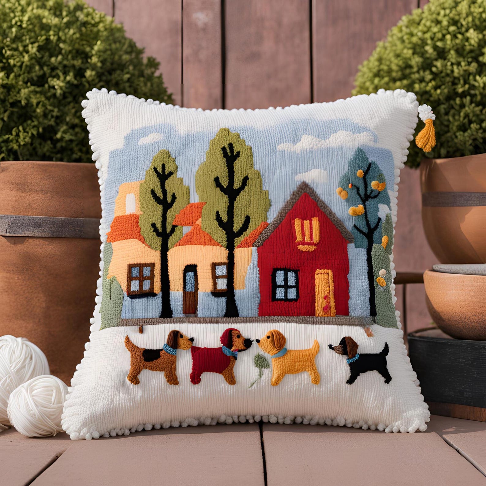 Dog Lover Punch Needle Pattern, DIY Pillow Cover Motif (digital ...