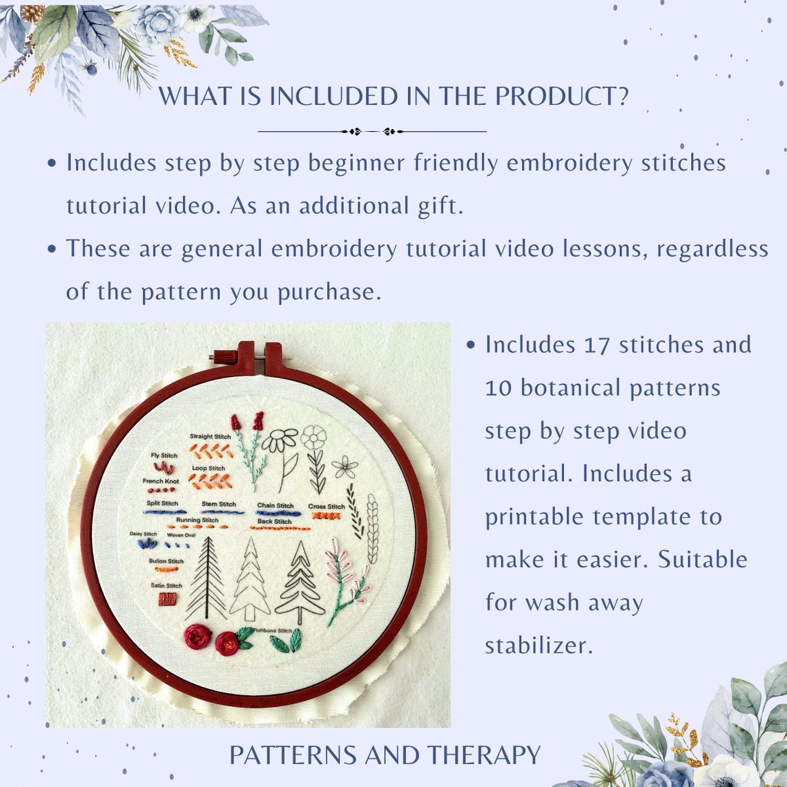 Printable Floral House Hoop Emboidery Pattern Template, Wash Away Stick ...
