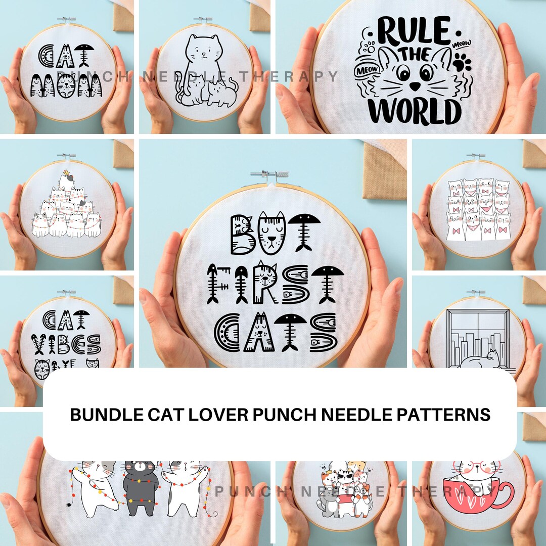 Sarcastic Funny Groovy Cat Lover Punch Needle Pattern, DIY Gift for Cat ...
