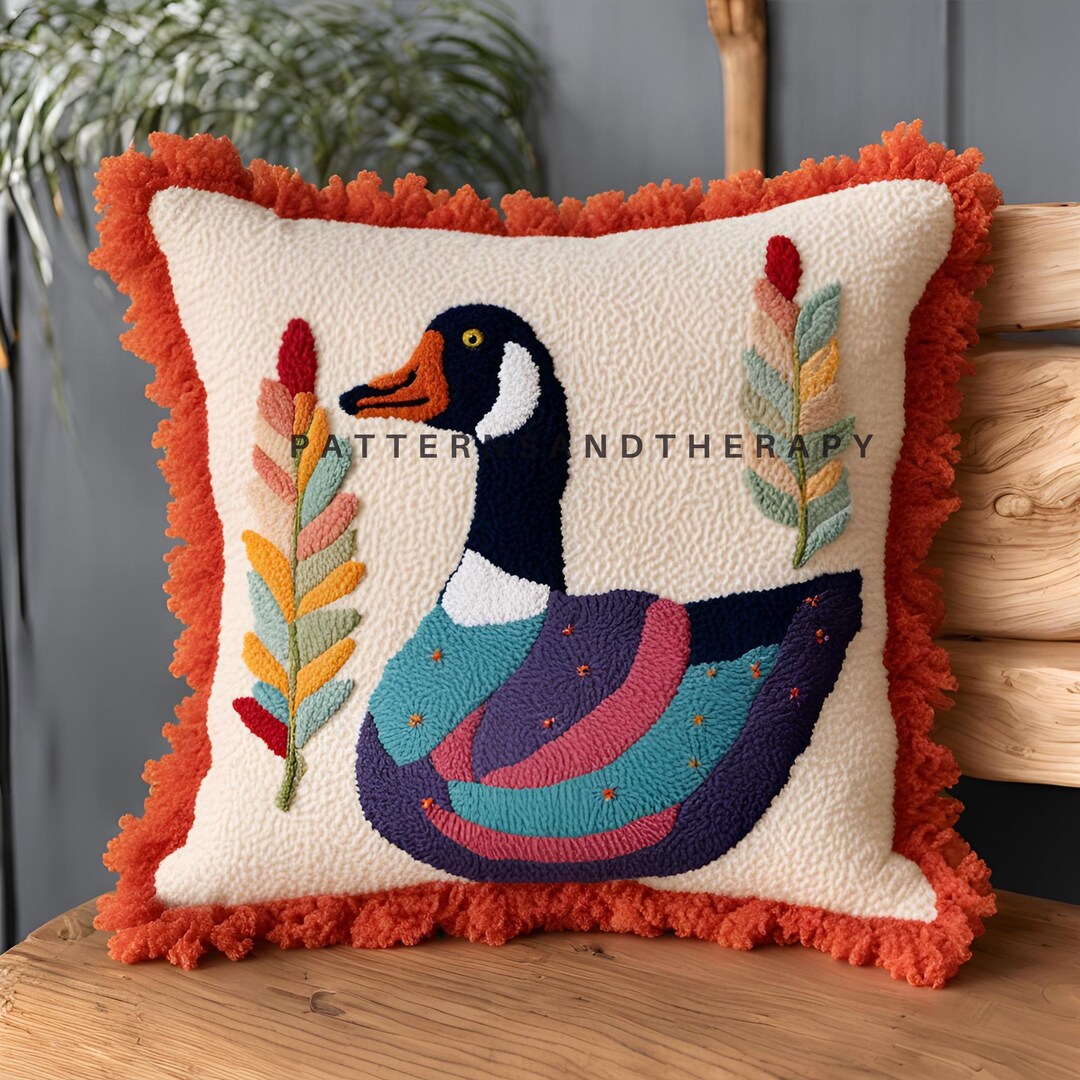 Goose Motif Punch Needle Embroidery Pattern - Stress Relief Craft ...