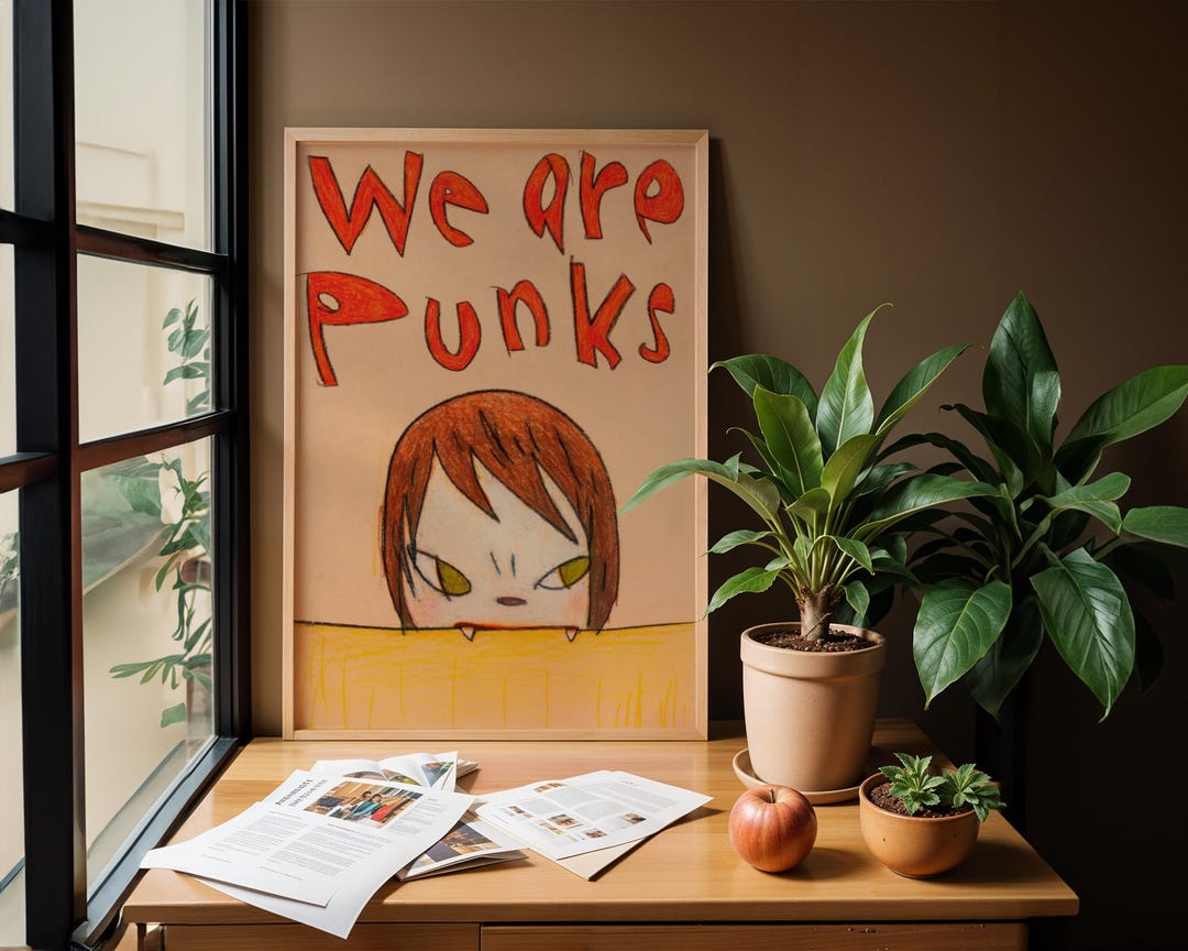 8K UHD Yoshitomo Nara Poster Yoshitomo Nara Print We Are Punks Cosmic Girl Guitar Girl Yayoi ...