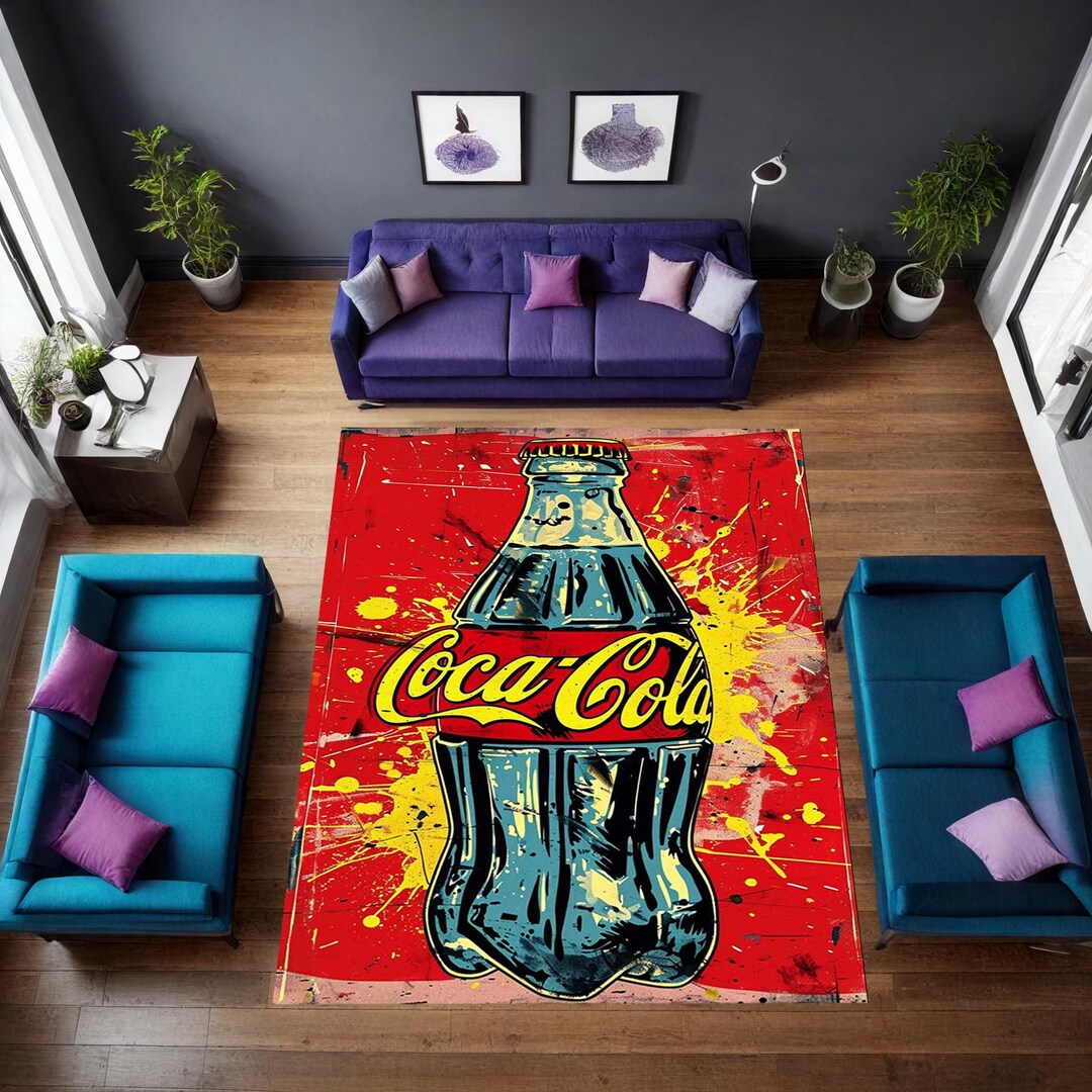 Coke Bottle Rug, Coke Patterned Rug, Coca Cola Written Rug, Non-slip ...