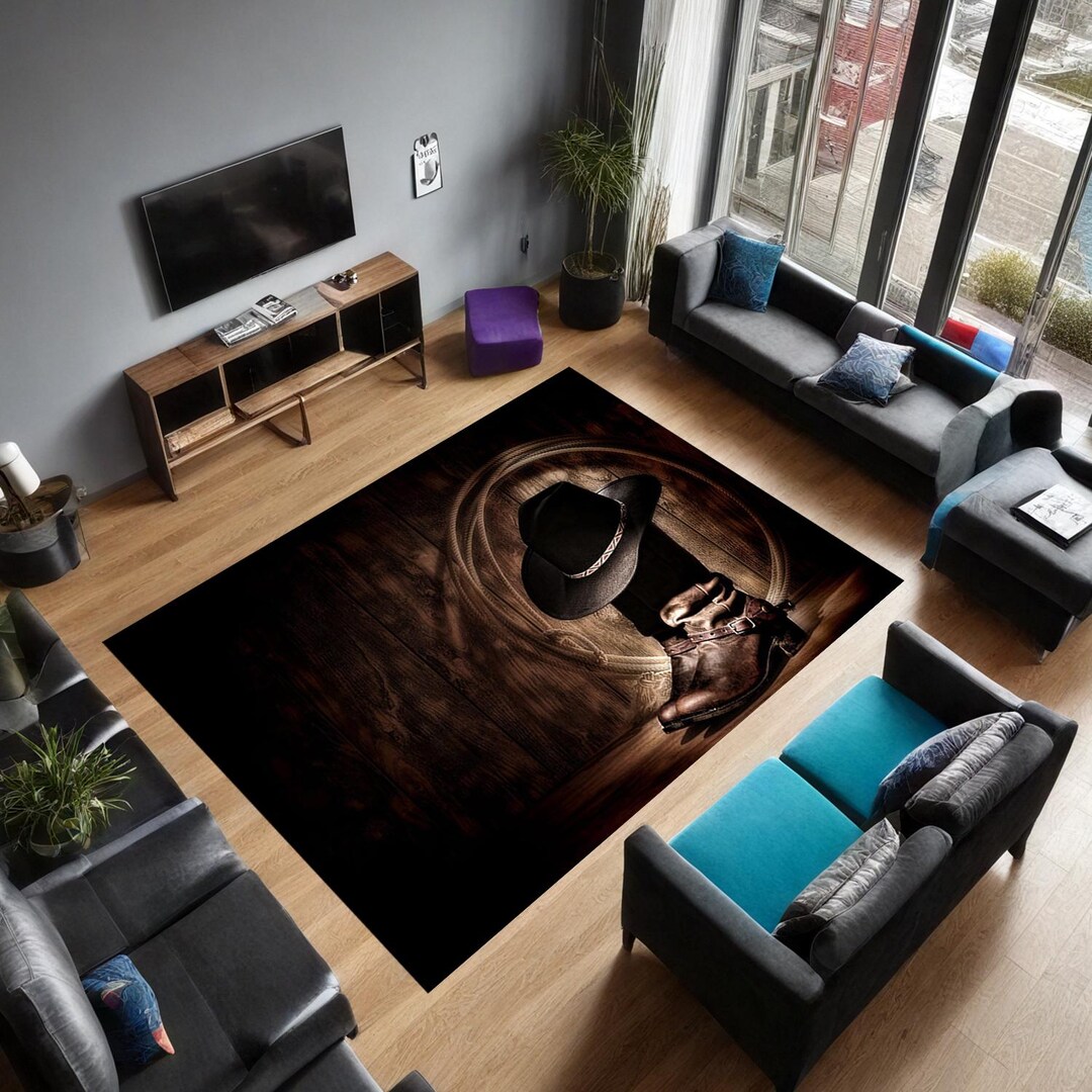 Wild West Decor, Cowboy Boot Rugwestern Saloon Rug, Cowboy Themed ...