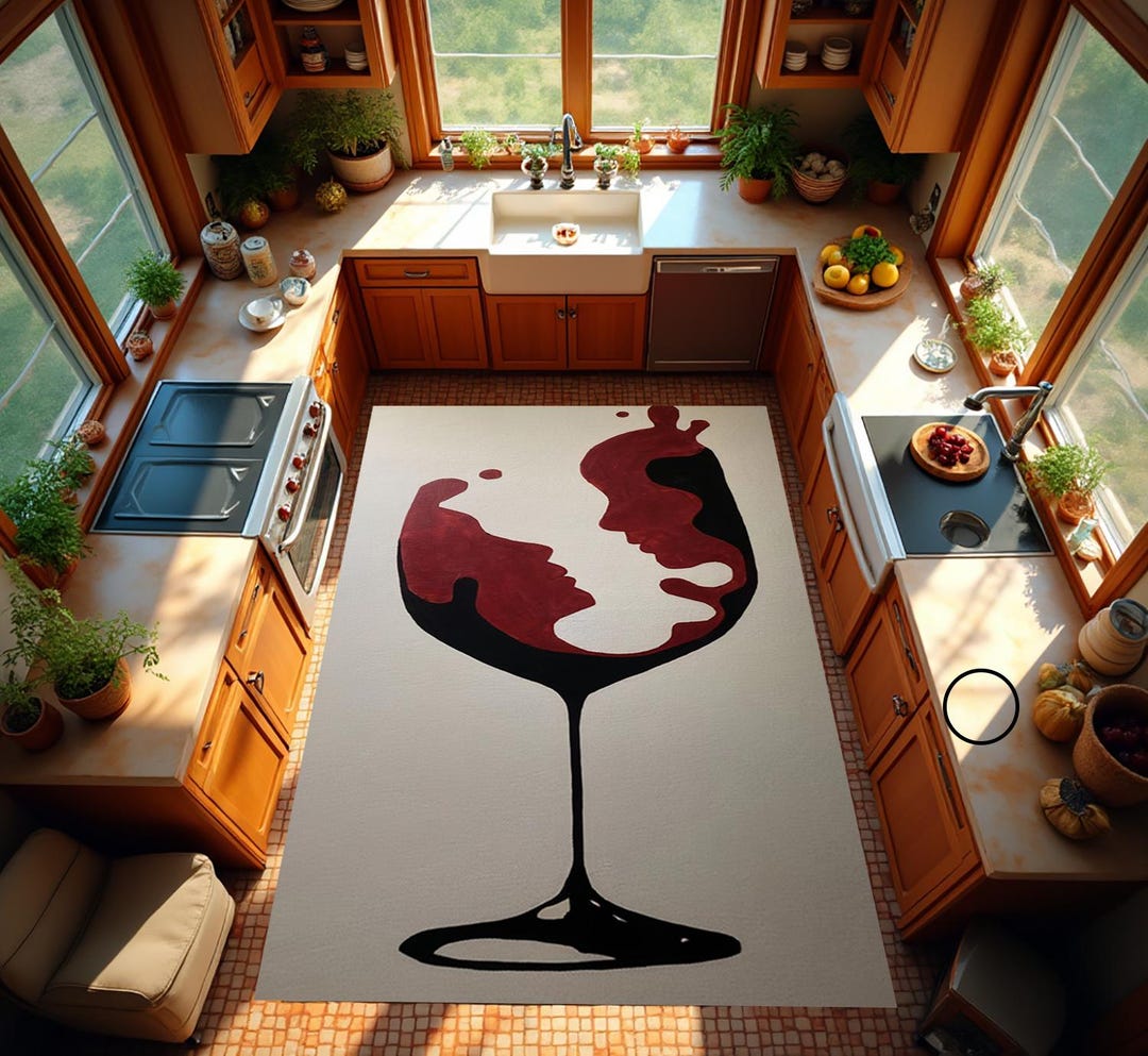 Kitchen Rug, Love Patterned Rug, Glass Rug, Wine and Love Rug, Men and ...