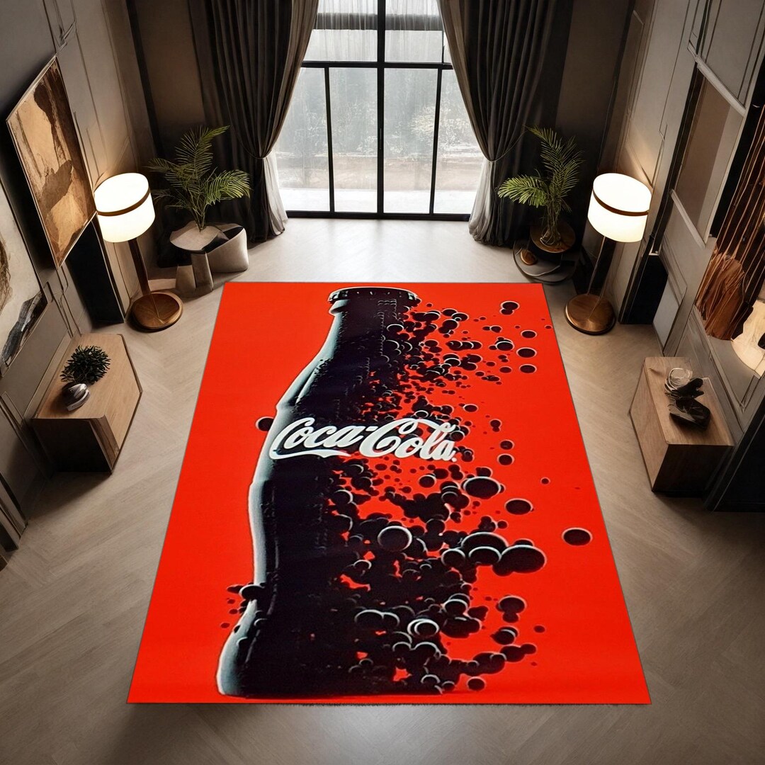 Coca Cola, Bottle Patterned, Coca Cola Rug, Coke Rug, Coke Gift, Red ...