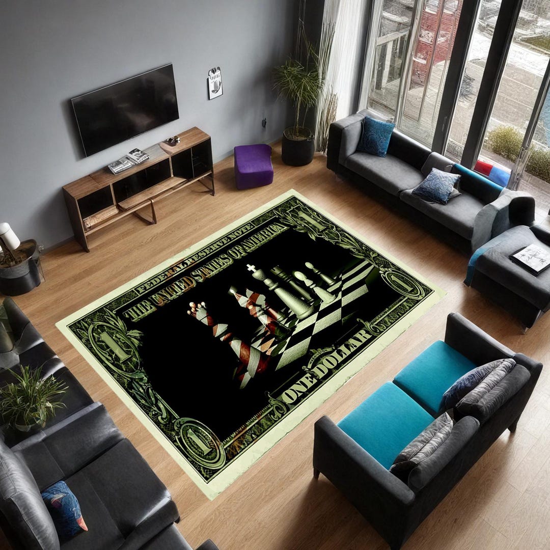Dollar Rug, Chess Rug,dollar and Chess, One Dollar Rug,black and White ...