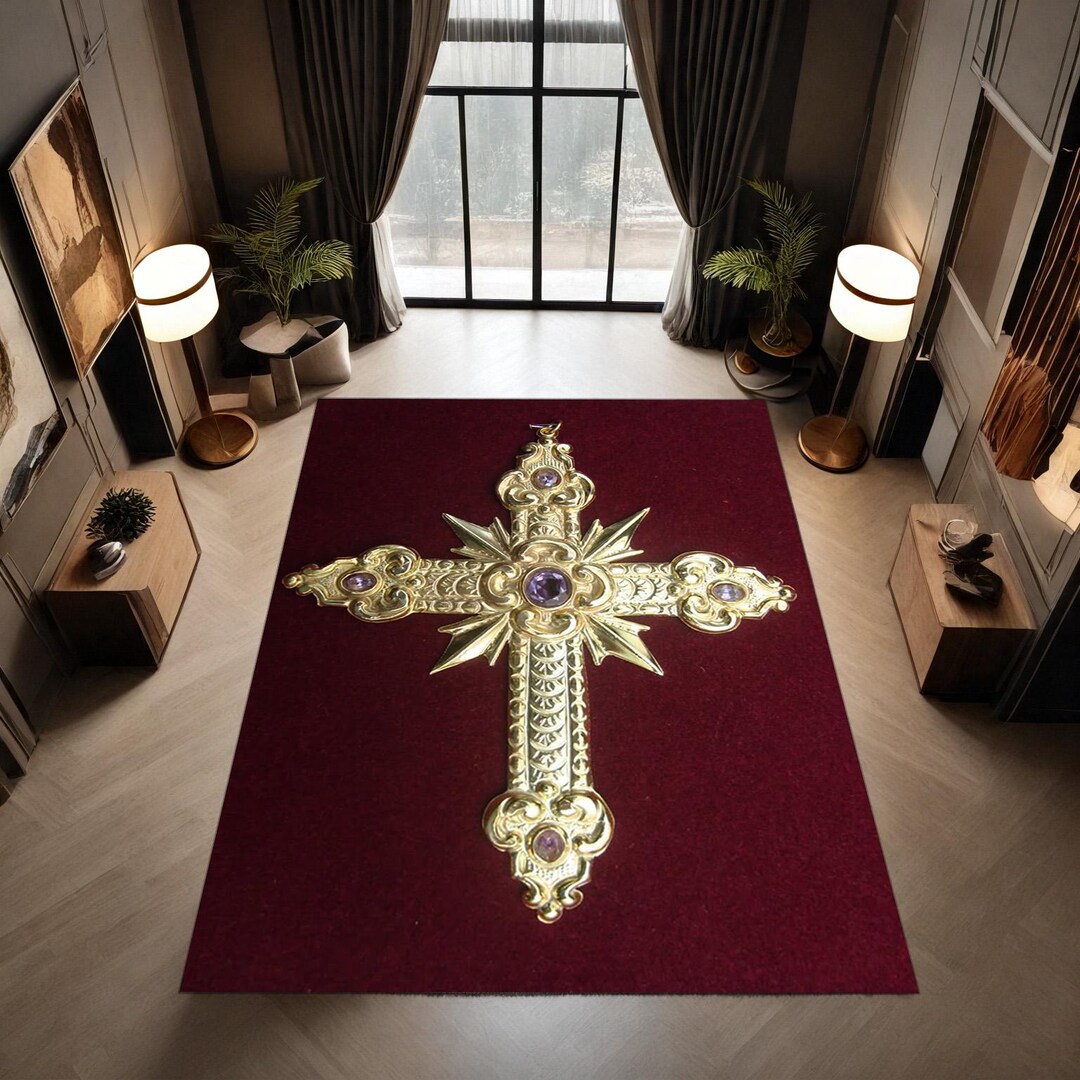 Christian Cross Rug, Jesus Rug, Cross Rug, God's Light Rug, Chapel ...