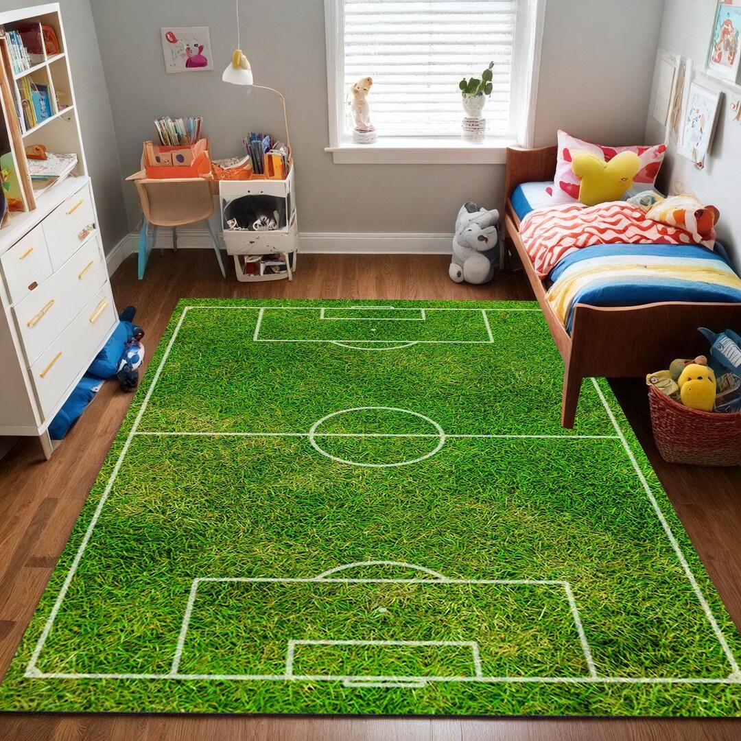 Football Rug, Soccer Field, Decor Carpet, Sport Rug, Play Mat, Football ...
