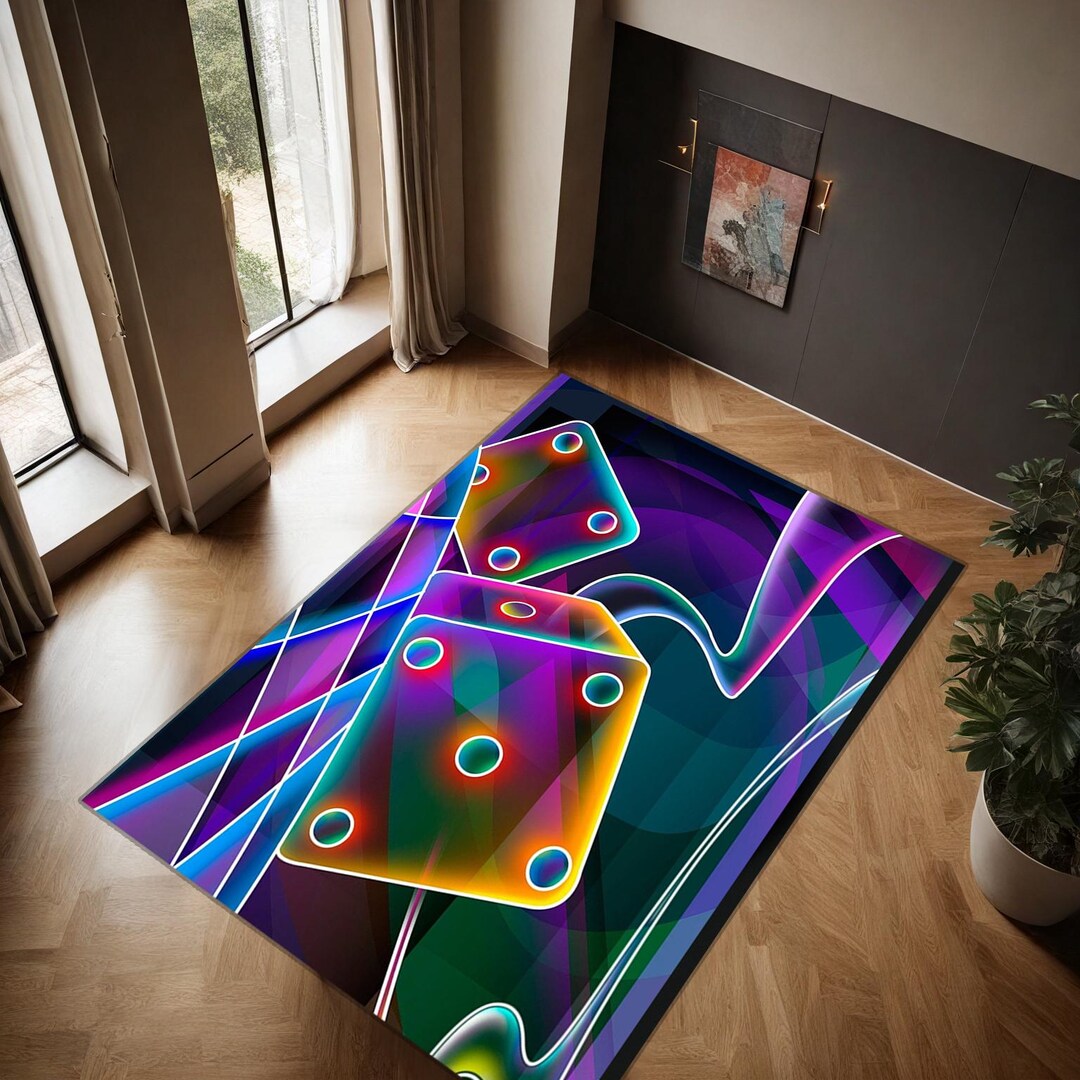 Music and Light Rug, Dice Rug, Neon Light Dice Rug, Stylish, Flashy ...