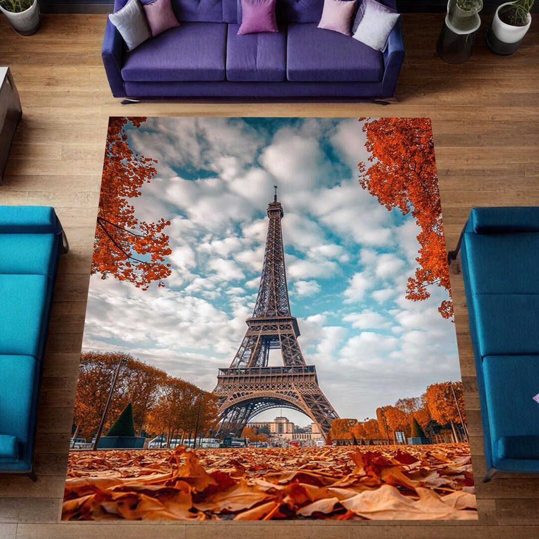 Eiffel Tower Rug, Modern Rug, Living Room Rug, Autumn in Paris Rug ...