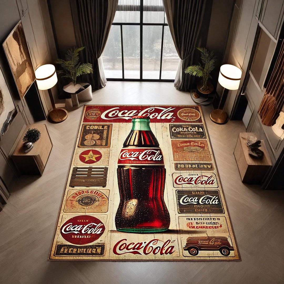 Nostalgic Coca Cola Rug, Old Coca Cola Ads, Gift Coca Cola Rug, Living ...