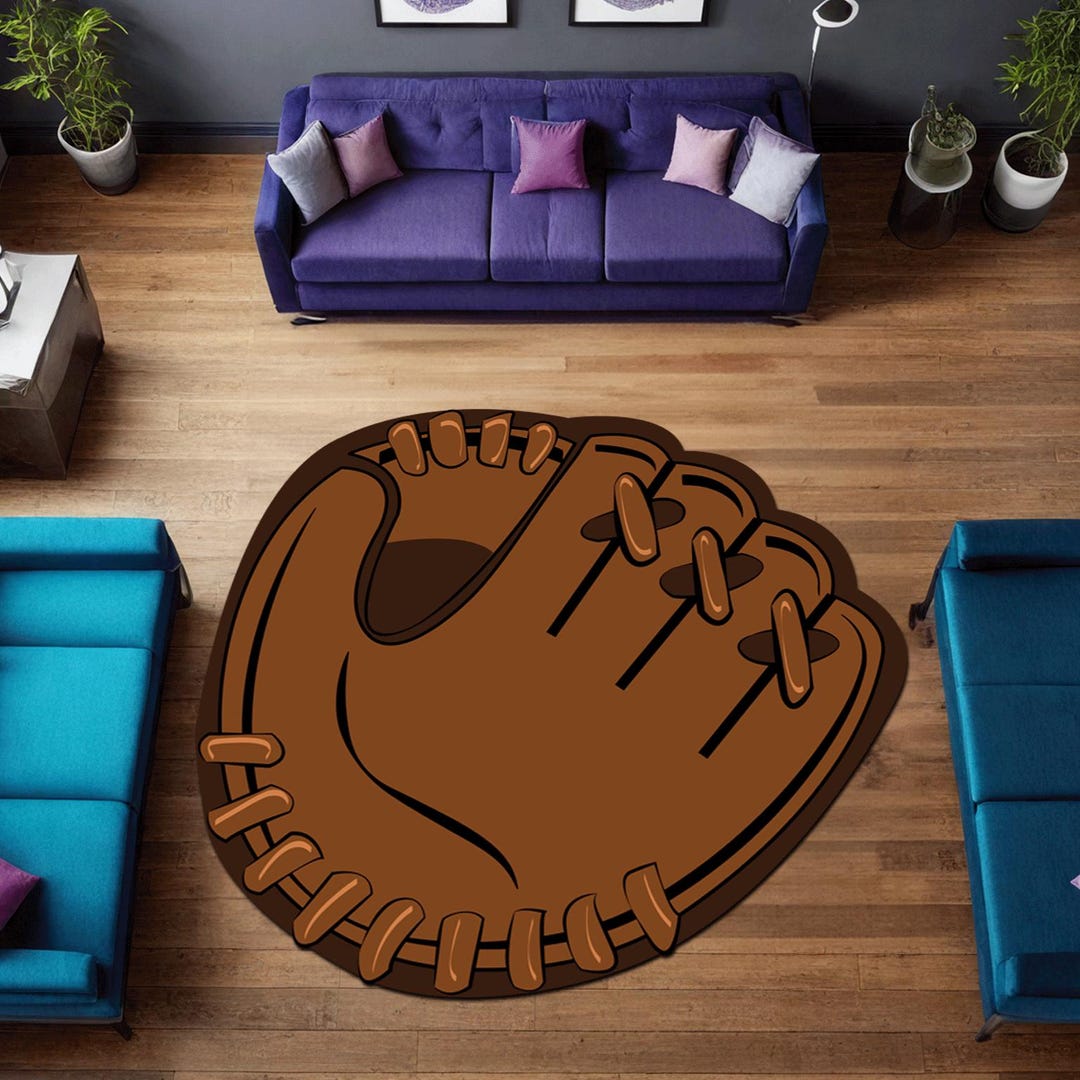 Baseball Rug,baseball Glove Rug,baseball Design Rug,glove Shaped Rug ...