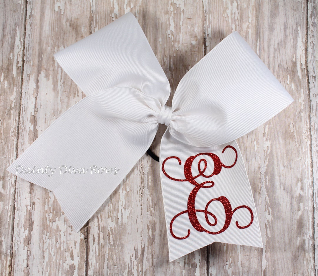 Glitter Monogram Cheer Bow, Monogram Hair Bow, Large Cheer Bow ...