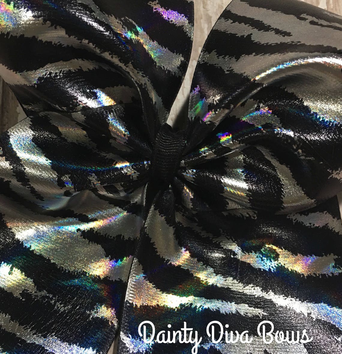 Silver and Black Zebra Cheer Bow Zebra Print Shiny Cheer - Etsy