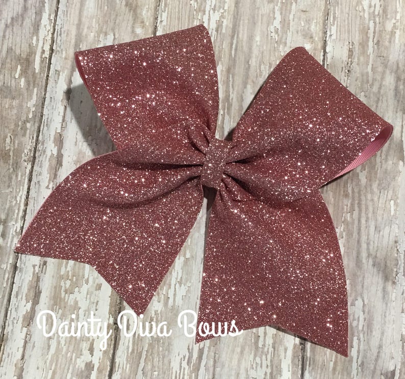 ROSE GOLD Cheer Bow Tail or No Tail Cheer Bow Large Glitter | Etsy