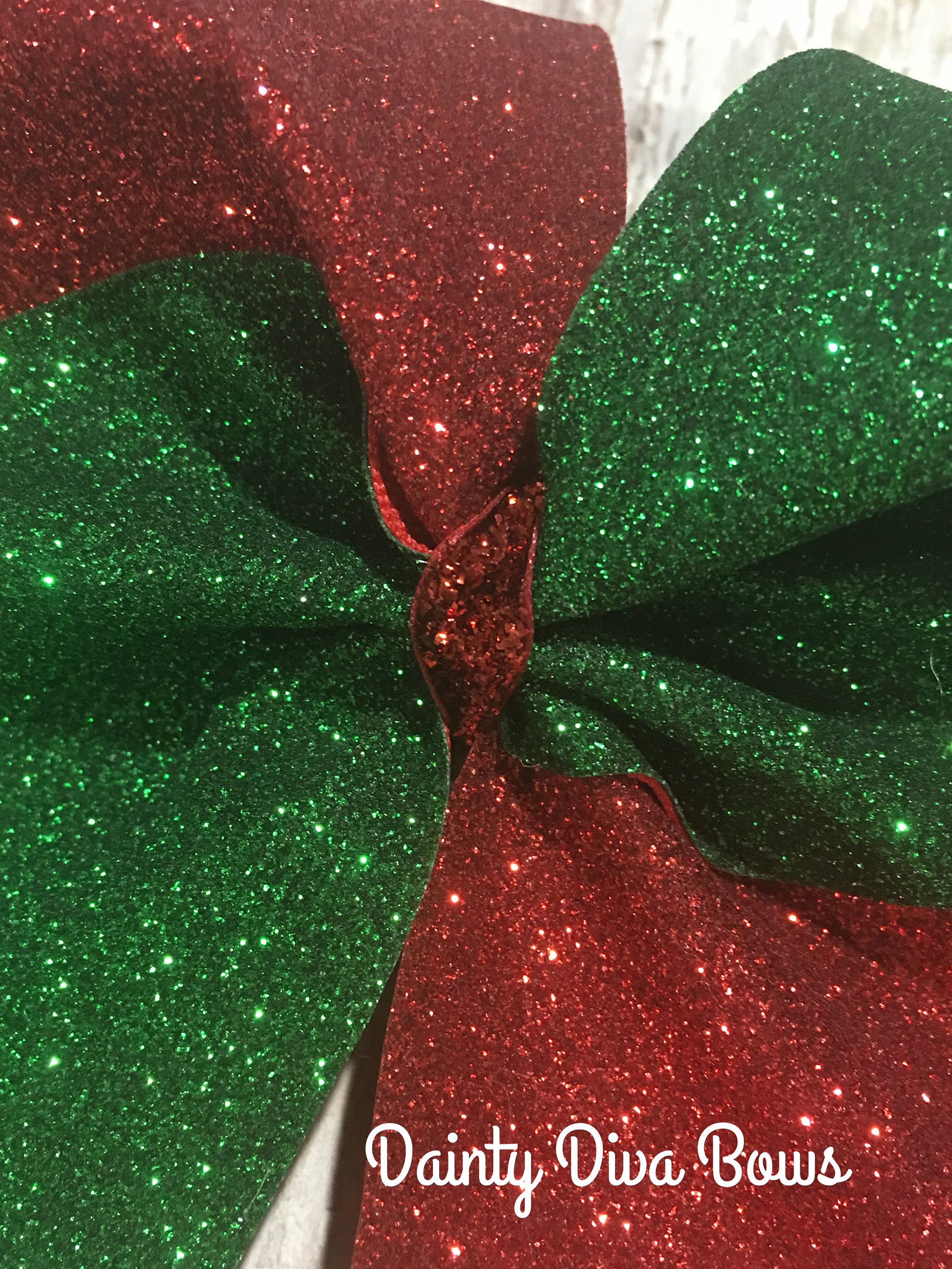 Christmas Bow Large Glitter Cheer Bow Sparkle Bow | Etsy