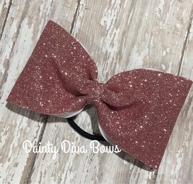 ROSE GOLD Cheer Bow Tail or No Tail Cheer Bow Large Glitter | Etsy