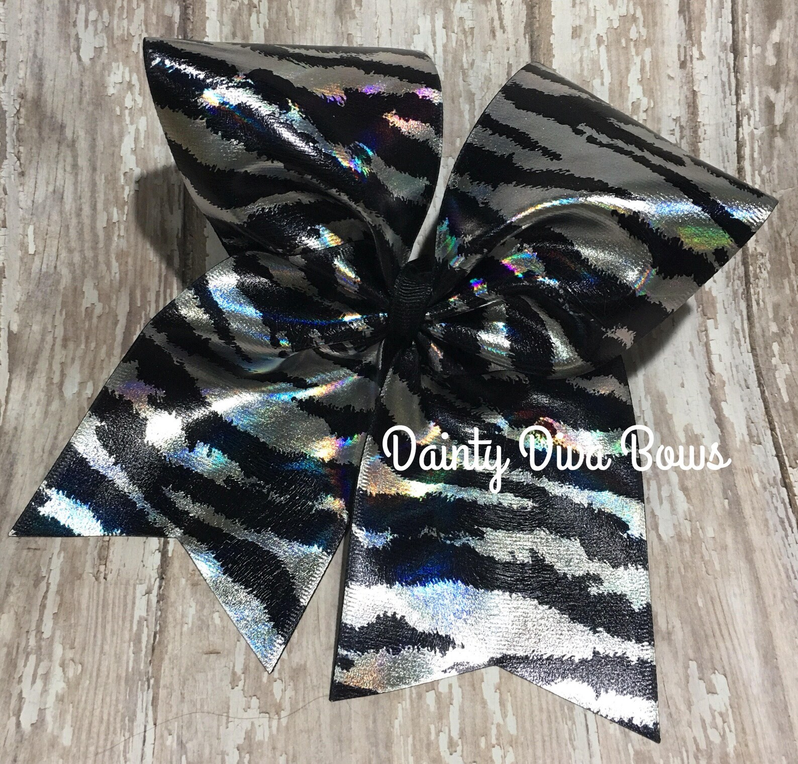 Silver and Black Zebra Cheer Bow Zebra Print Shiny Cheer - Etsy