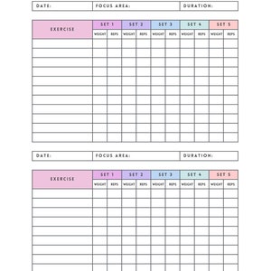 Fitness Log/editable Digital Printable /template/tracker|exercise ...