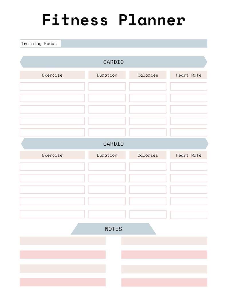 Fitness Log/editable Digital Printable /template/tracker|exercise ...
