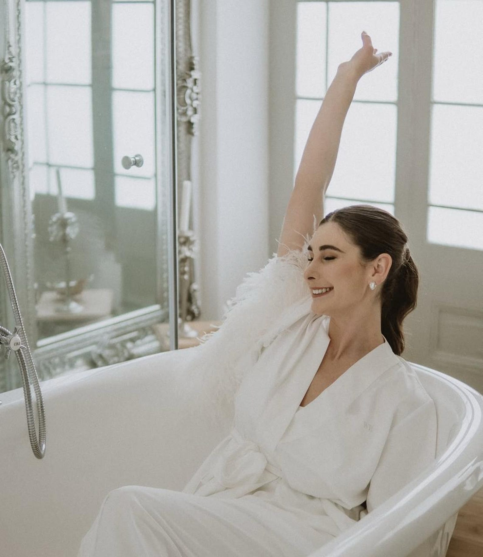 Feather Personalized Satin Long Luxe Robes, Luxury Bridal Loungewear ...