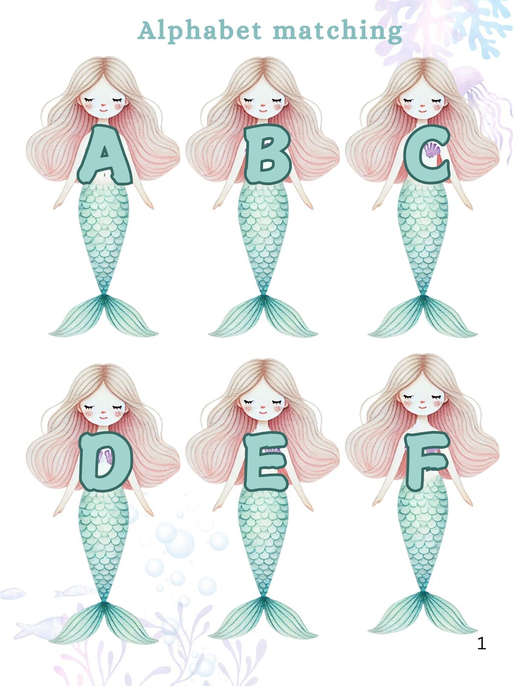 Alphabet Matching Mermaids - Uppercase to Lowercase - Etsy
